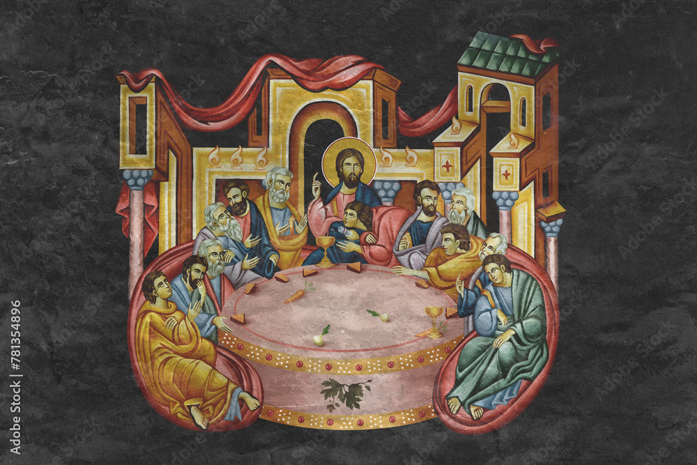 Christian traditional image of Holy Communion, the Last Supper ...