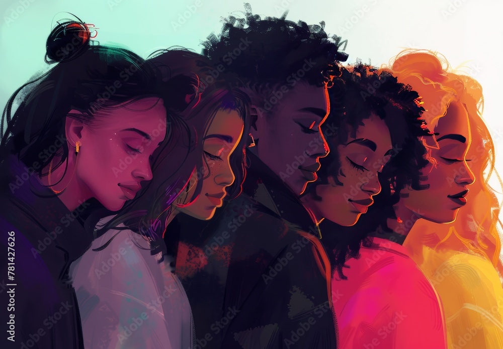 Friends of different races and colors stand by each other through thick ...