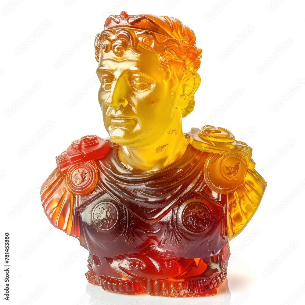 Bust of the famous ancient Roman emperor figure made of sweet gelatin ...