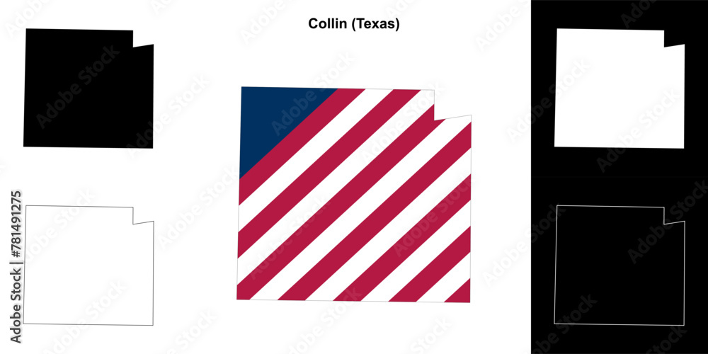Collin County (Texas) outline map set Stock Vector | Adobe Stock