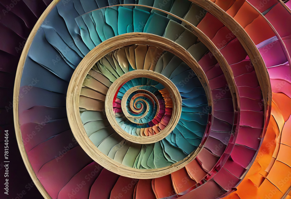 An abstract background of Fibonacci spirals seamlessly integrated into an unforgettable colorful ...