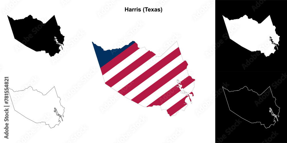 Harris County (Texas) outline map set Stock Vector | Adobe Stock