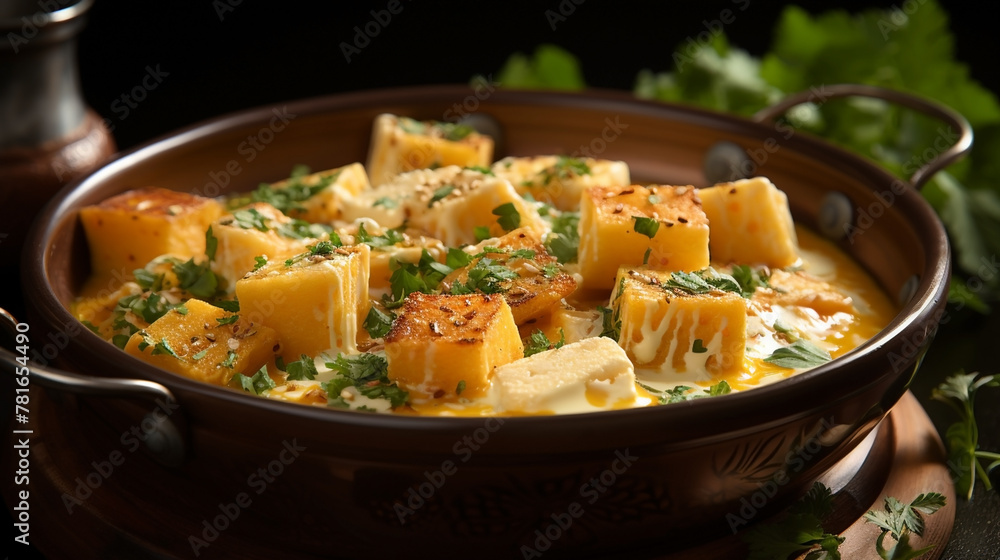 Wide traditional Indian food recipe banner mage, detailed closeup photo ...