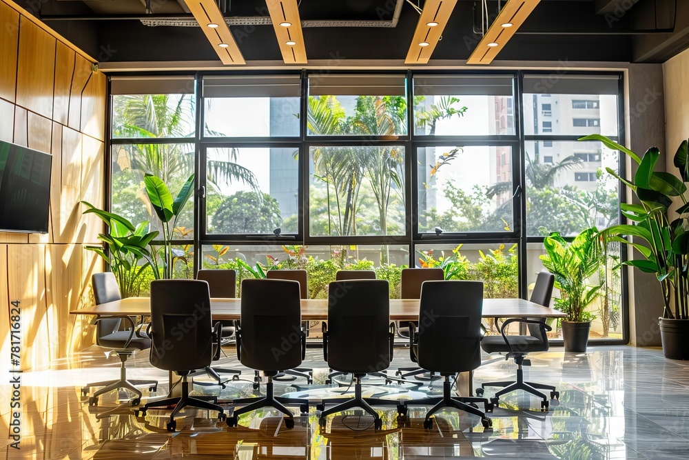 modern conference room with large windows office space virtual ...