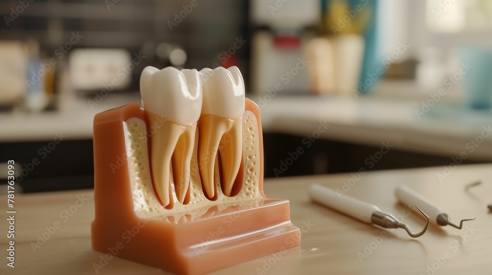 Dental implant close-up, Realistic model showcasing procedure & restoration. Detailed view of ...