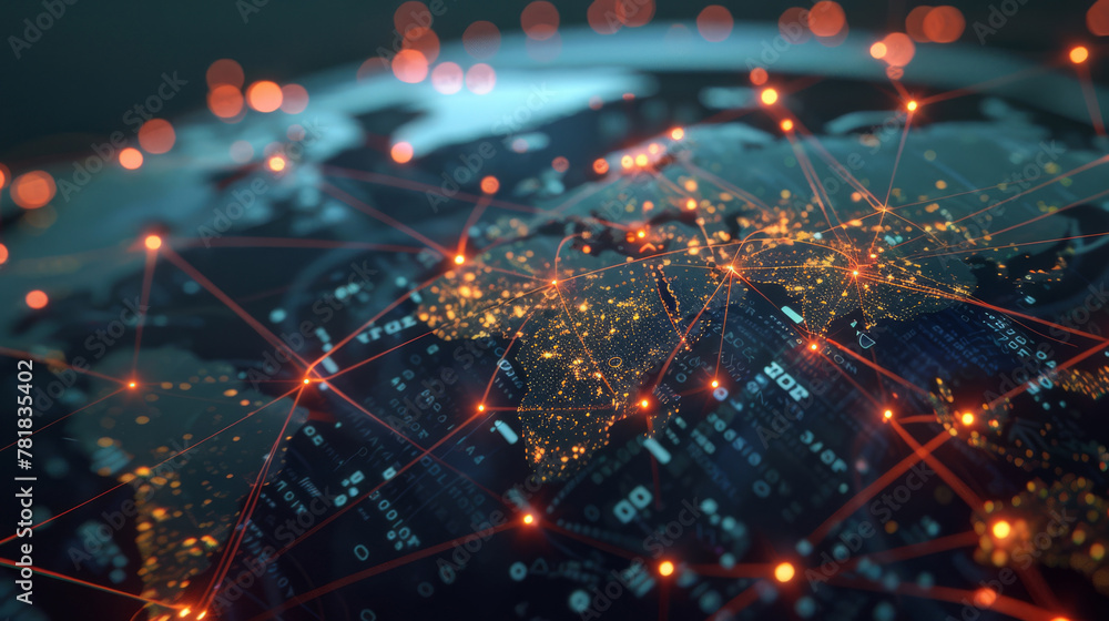 Animated diagram of a global intelligence system, processing inputs ...