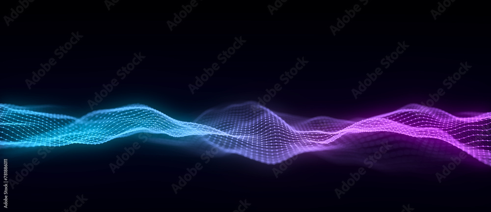 Music color wave of particles and lines. Big data visualization ...