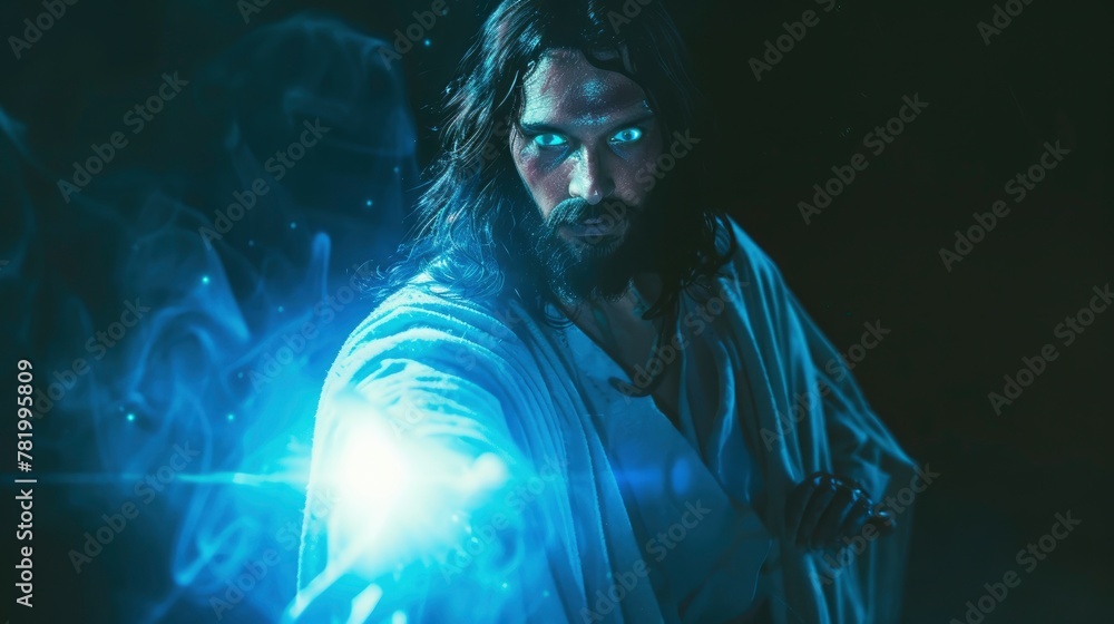 Jesus With Blue Glowing Light Around, Background Images , Hd Wallpapers ...