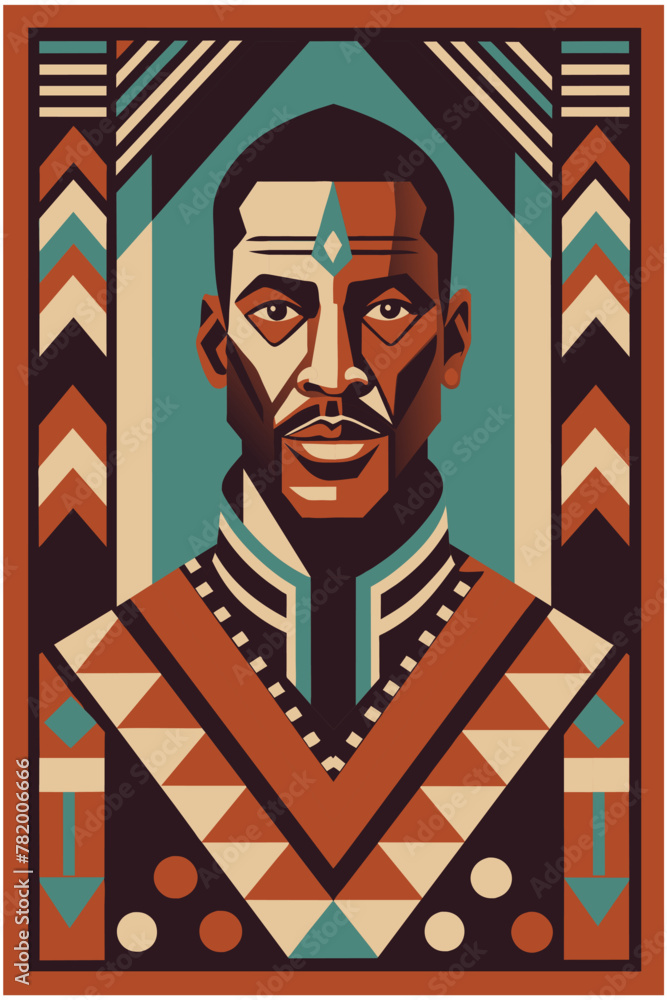Portrait of man with african heritage featuring traditional patterns ...