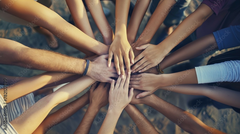 Team building inclusivity and diversity concept with people holding ...