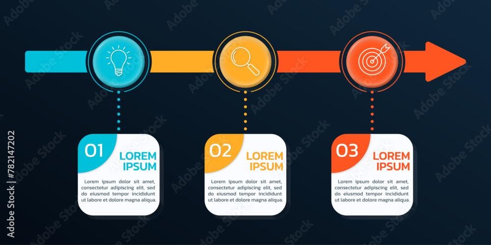 3 step info graphic design. Timeline diagram, chart infographic with ...