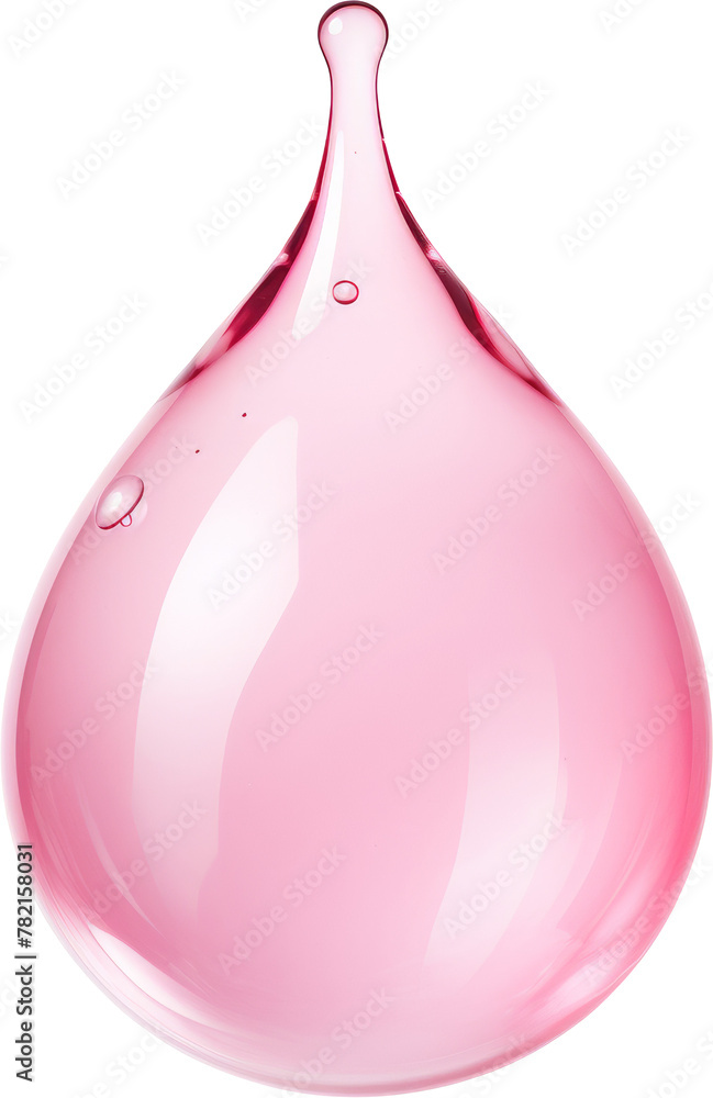 pink water droplet isolated on white or transparent background ...