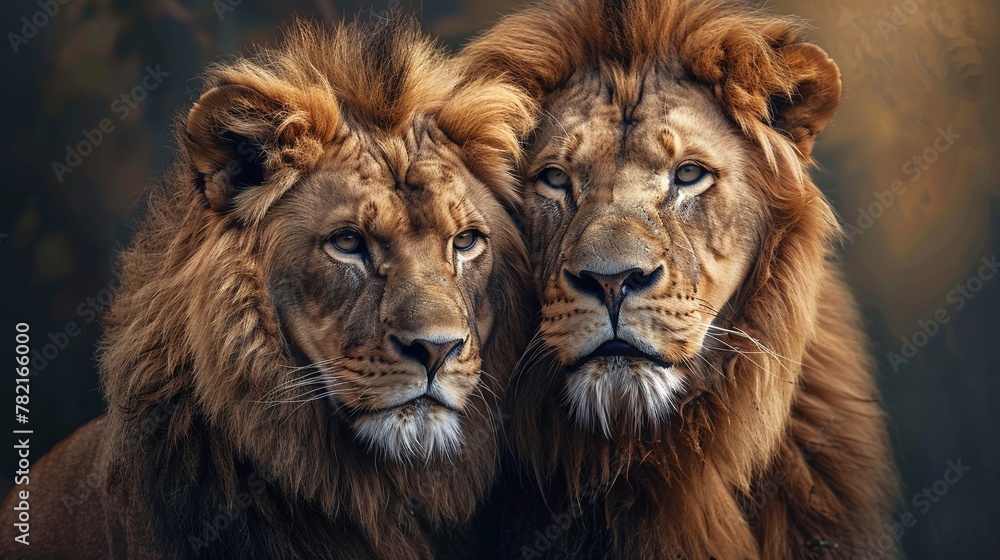 stunning african lion couple in the wild, a majestic display of the ...