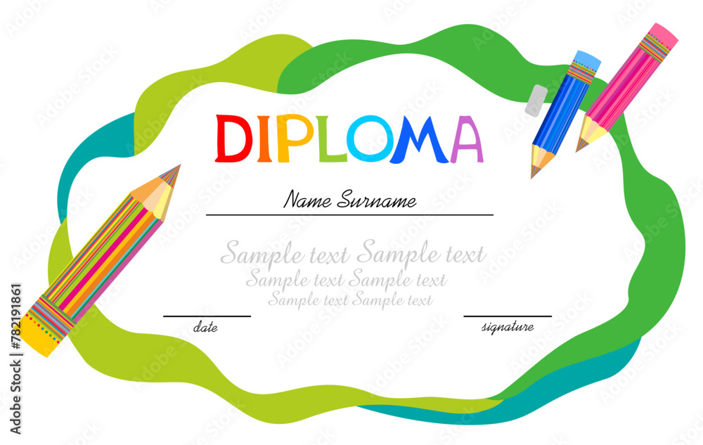 Certificates kindergarten and elementary, Preschool Kids Diploma ...