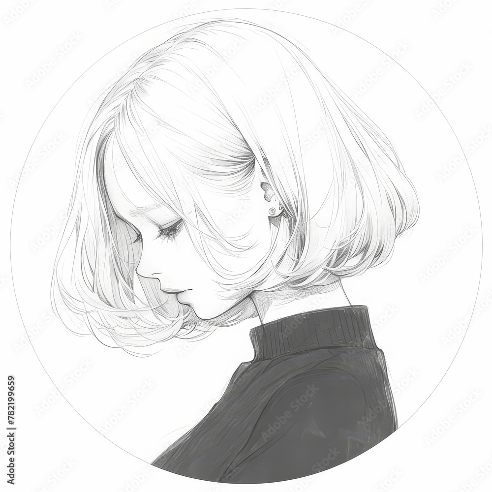 Colorful vector illustration of anime girl. Profile image of beautiful ...