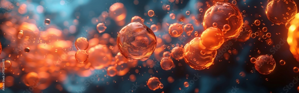 Artistic representation of atoms, nuclei, and electrons in dynamic ...