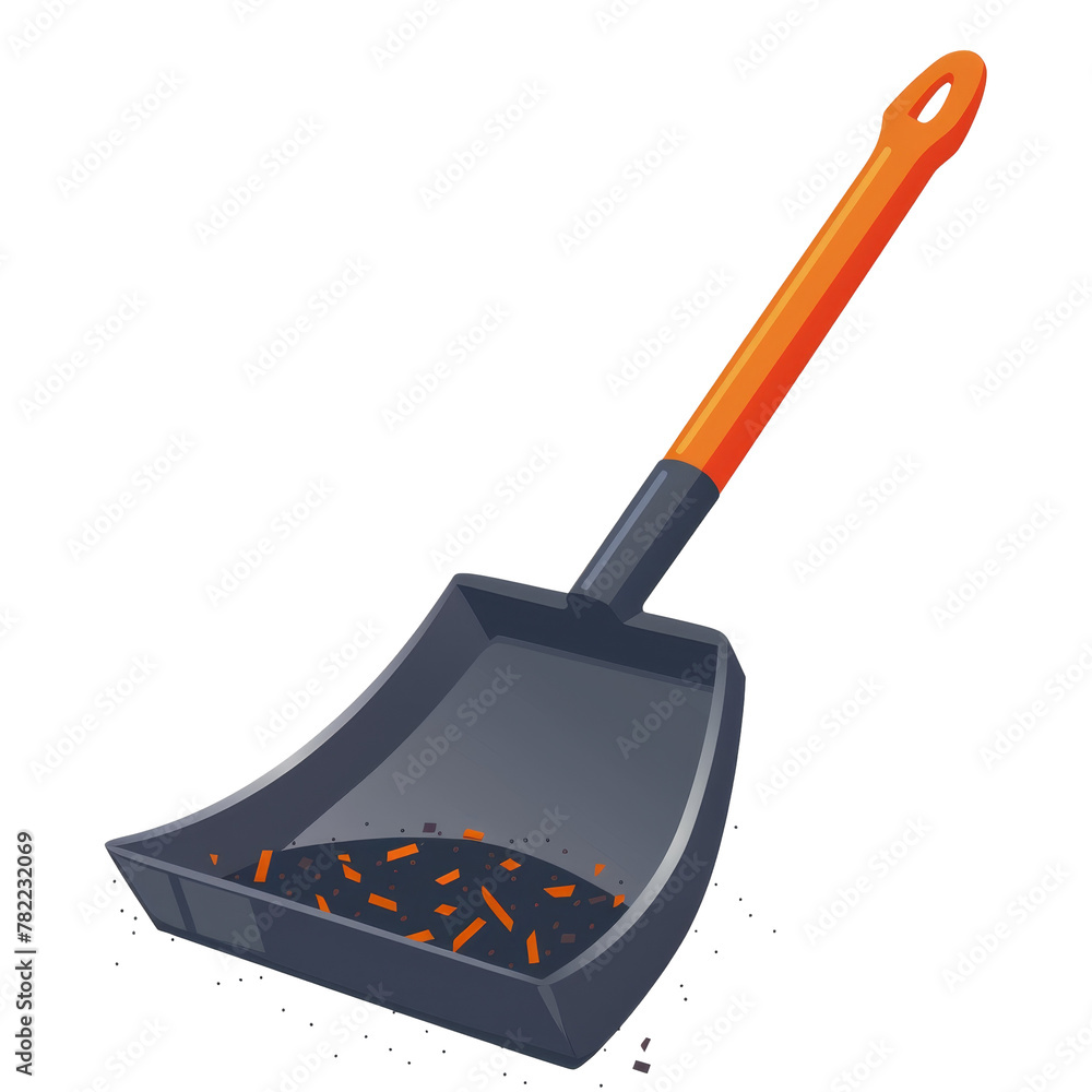 Orange-handled Shovel isolated on a transparent background, clipart ...