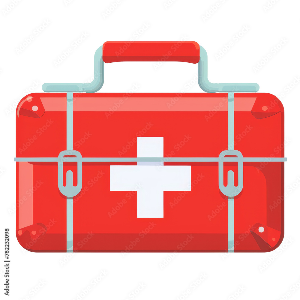 Red First Aid Kit With Cross isolated on a transparent background ...