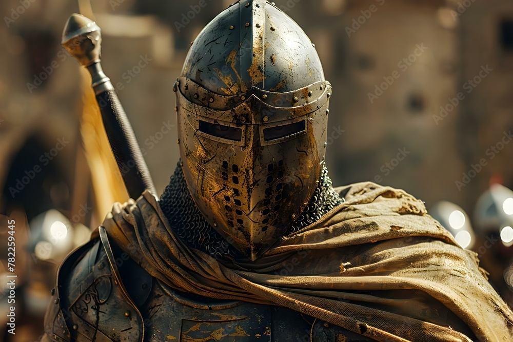 Valiant Knight with Sword, Ready for Battle. Concept Medieval History ...