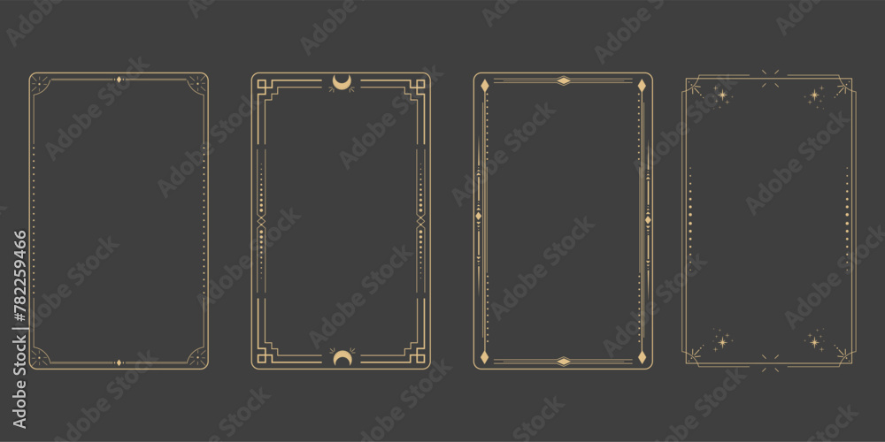 Line golden frame, celestiam minimal esoteric border, mystyc linear ...