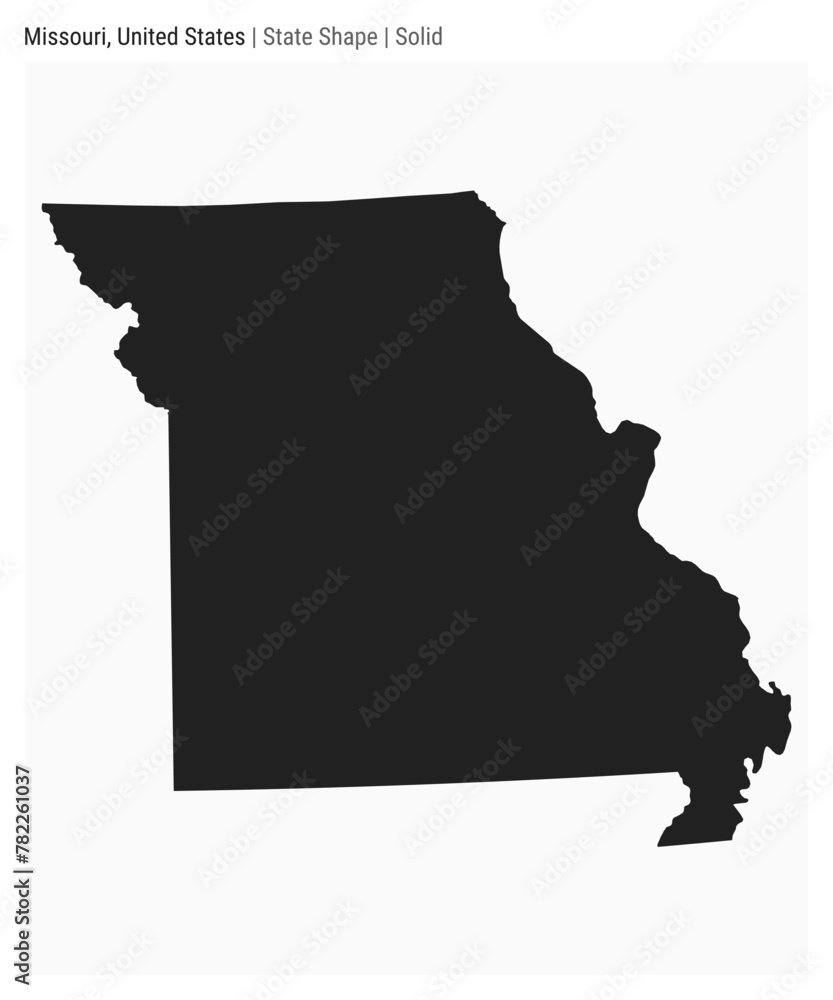 Missouri, United States. Simple vector map. State shape. Solid style ...