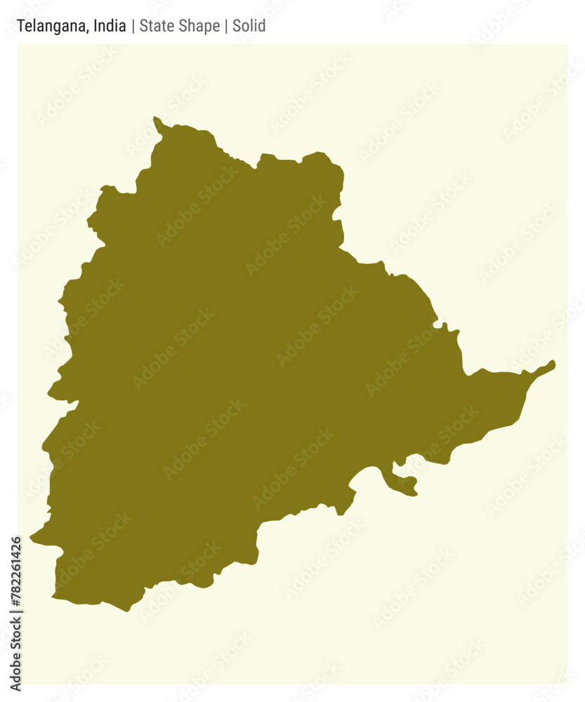Telangana, India. Simple vector map. State shape. Solid style. Border ...