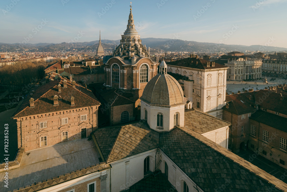 Turin. From the top of the Cathedral's bell tower, the Holy Shroud ...