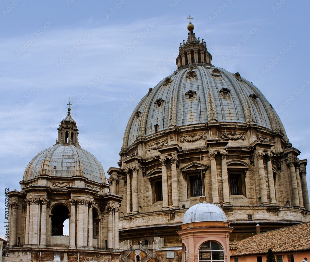 The dome of St. Peter's Basilica in Rome (Vatican) is one of the largest domes in the world and ...