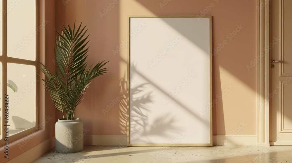 Single vertical ISO A1 frame mockup, reflective glass, mockup poster on ...