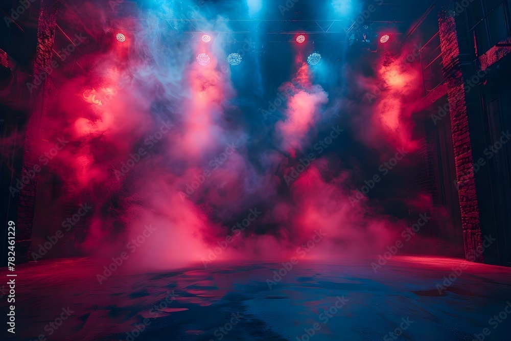 Neon Glow: A Mystical Stage Awaits in Red Hues. Concept Neon Lights ...