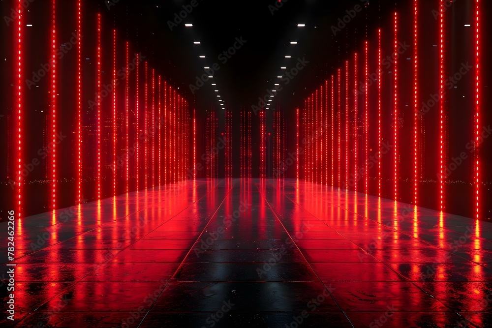 Futuristic Red Matrix - Cyber Tech Corridor. Concept Futuristic ...