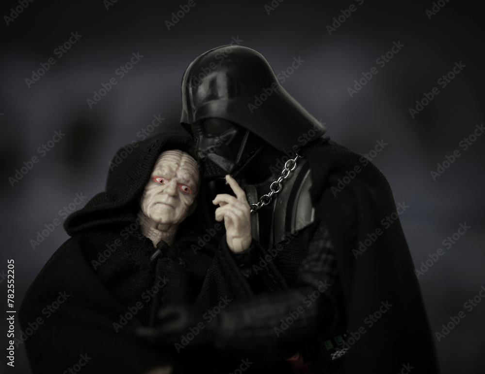 NEW YORK USA, MAY 23 2018: Humorous moment with Sith Lord Darth Vader ...