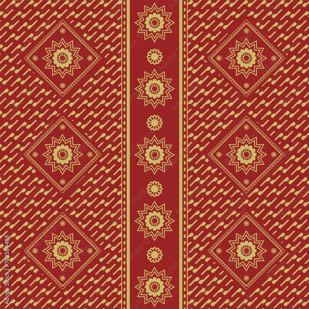 Traditional ethnic batik songket pattern motif vector textile Stock ...