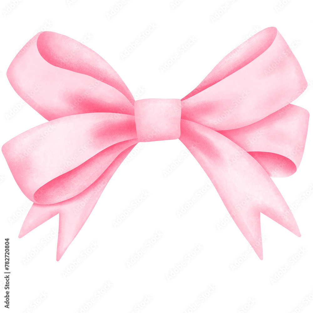 Pink coquette ribbon bow clipart, Aesthetic watercolor illustration ...