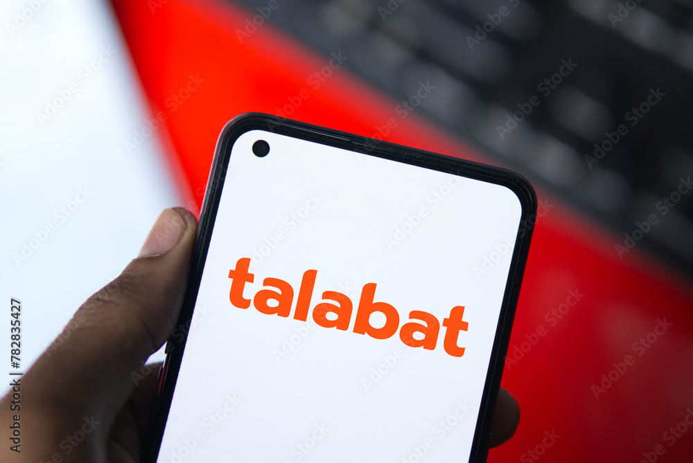Dhaka, Bangladesh- 12 Apr 2024: Talabat logo is displayed on smartphone ...