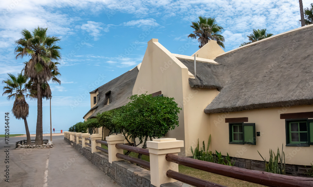 Street scenes in Walvis Bay, Namibia displaying the traditional cape ...