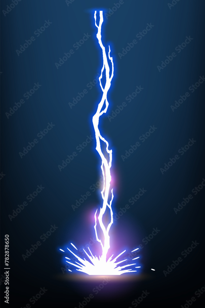 Lightning animation with sparks. Electricity thunderbolt danger, light ...