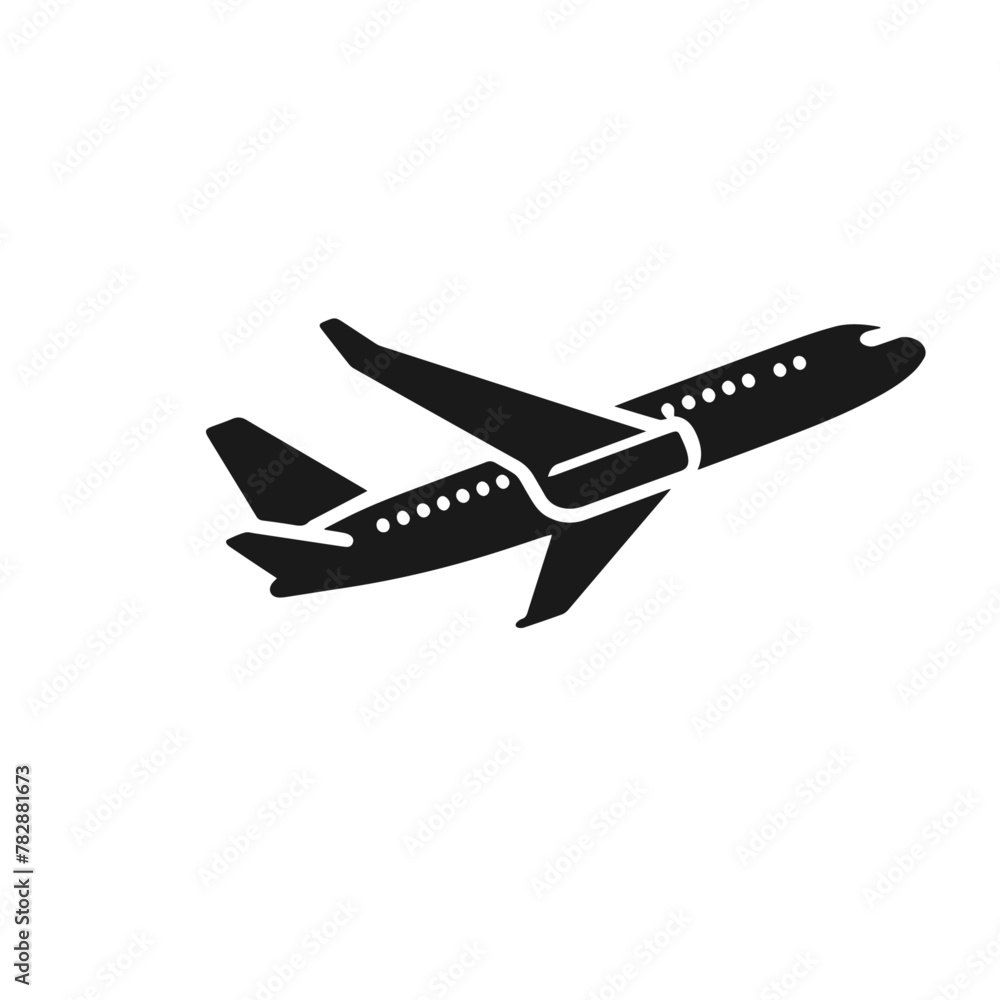 Vector de Stock Airplane 🛬 takeoff logo black pictogram set vector or ...