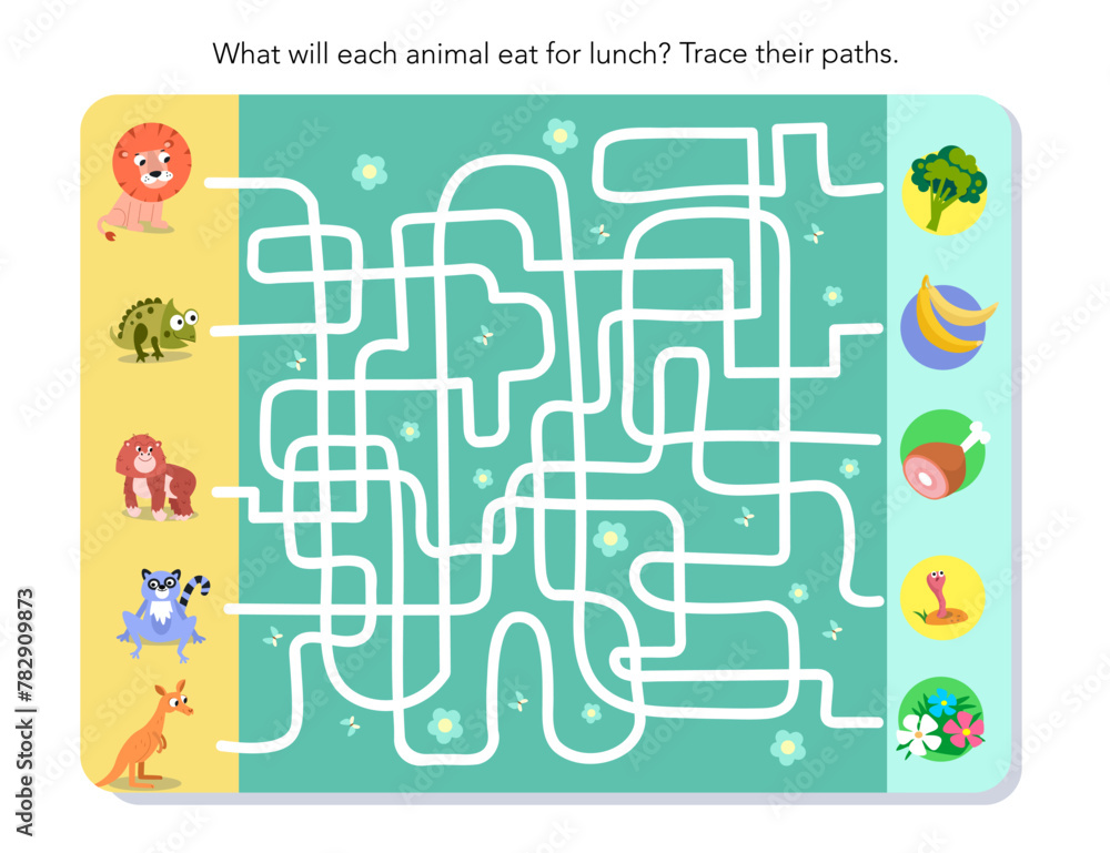 Maze game, activity for children. Vector illustration. African ...