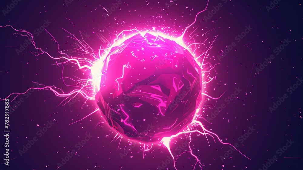 Electric lightning ball animation sprite for game modern design. Pink ...