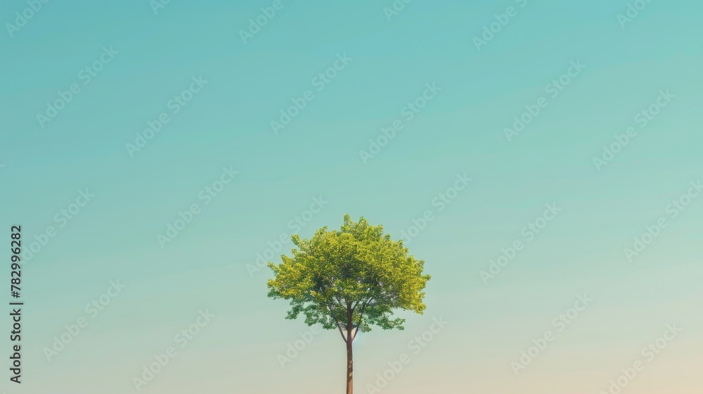 Tree stands alone, vibrant green, with Earth Day themed gradient ...