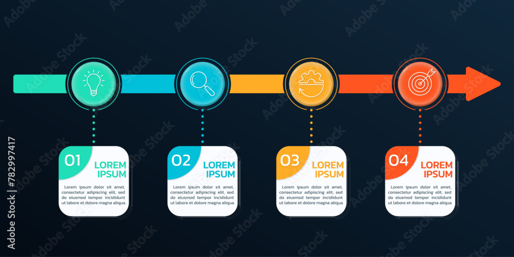 4 step info graphic design. Timeline diagram, chart infographic with ...