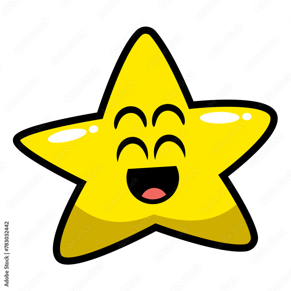 Cute little Star cartoon characters shining at night. Best for sticker ...