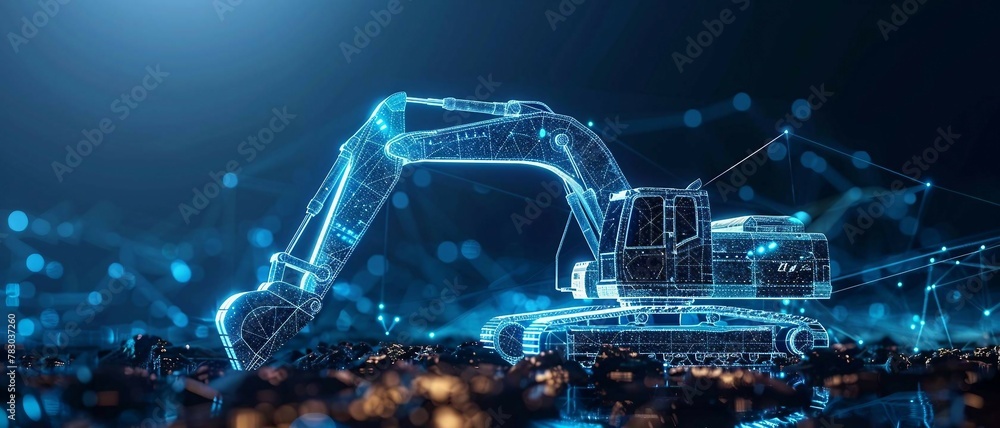 smart blue digital excavator, ai in construction site management ...
