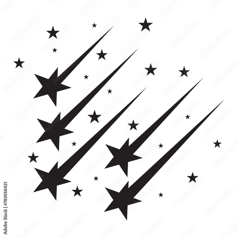 Falling star, meteor. Shooting stars icon vector set. Abstract ...