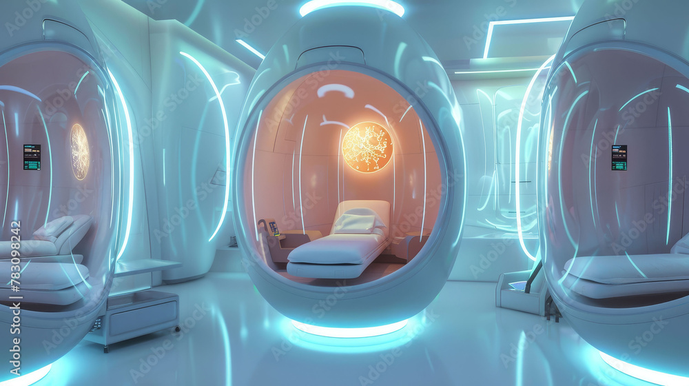 Stock-Illustration „Futuristic healing pods using nanotechnology and AI ...