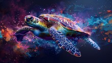 Colorful Sea Turtle Art Print Free Stock Photo - Public Domain Pictures