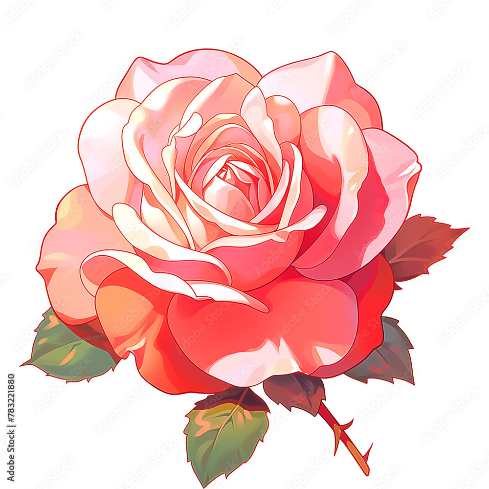 beautiful flower illust drawing pink rose on PNG image with transparent ...