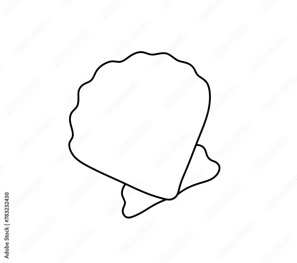 Vector isolated one single sea ocean shell colorless black and white ...