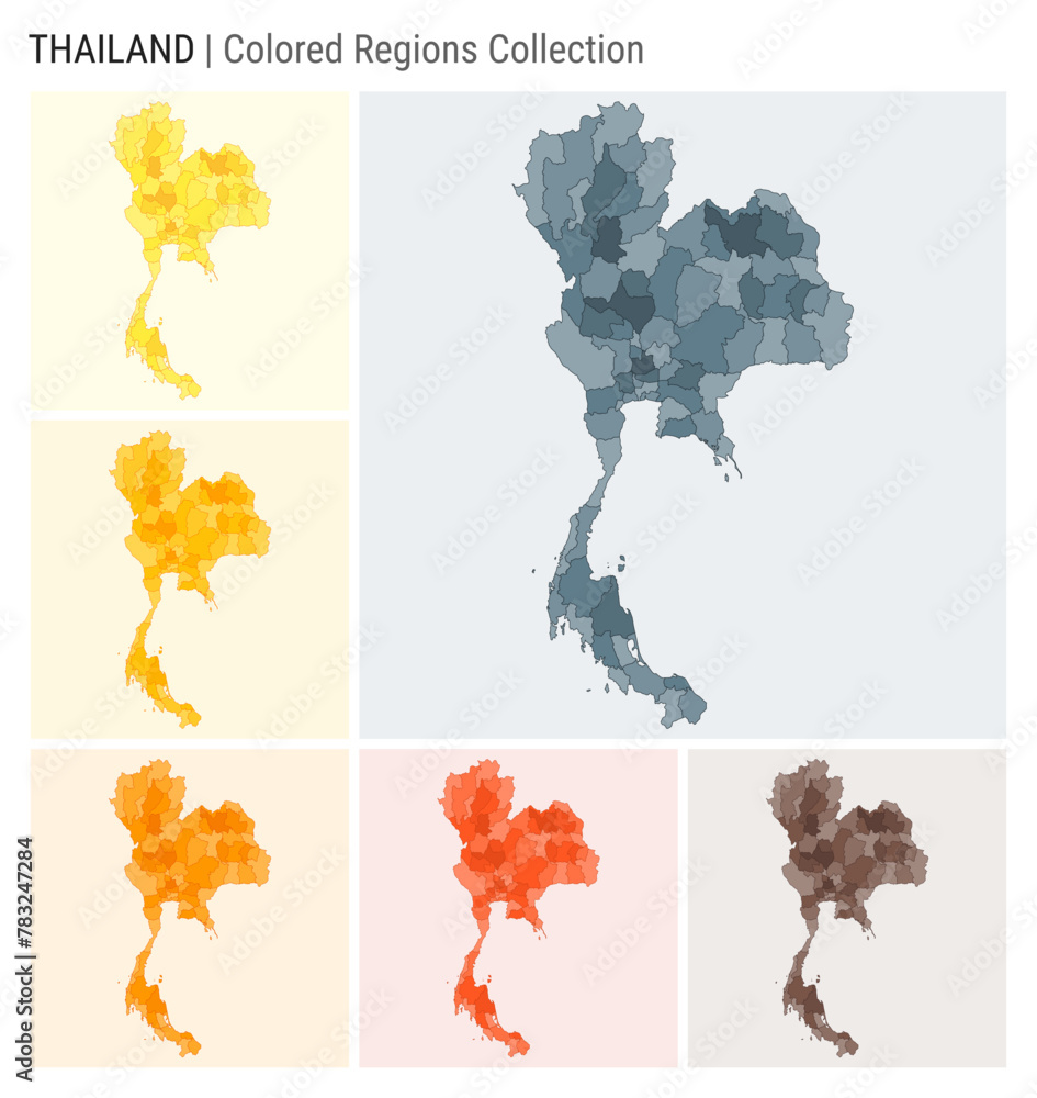 Vector de Stock Thailand map collection. Country shape with colored ...